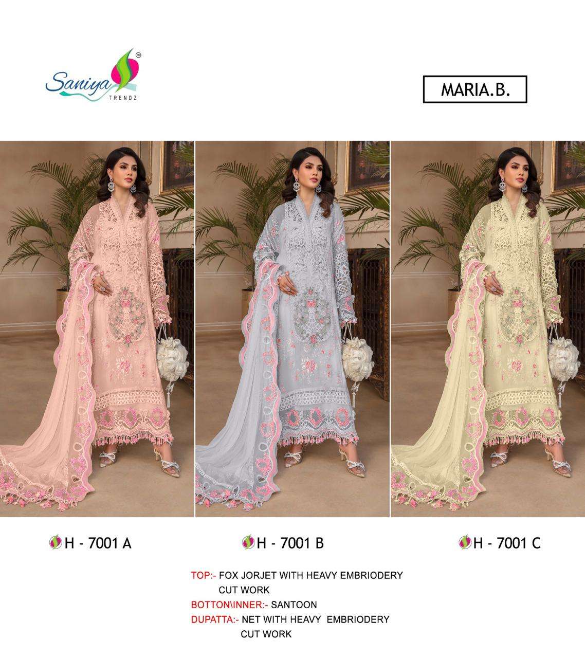 SANIYA TRENDZ MARIA B 70001 HIT COLOUR PAKISTANI SUIT COLLECTION