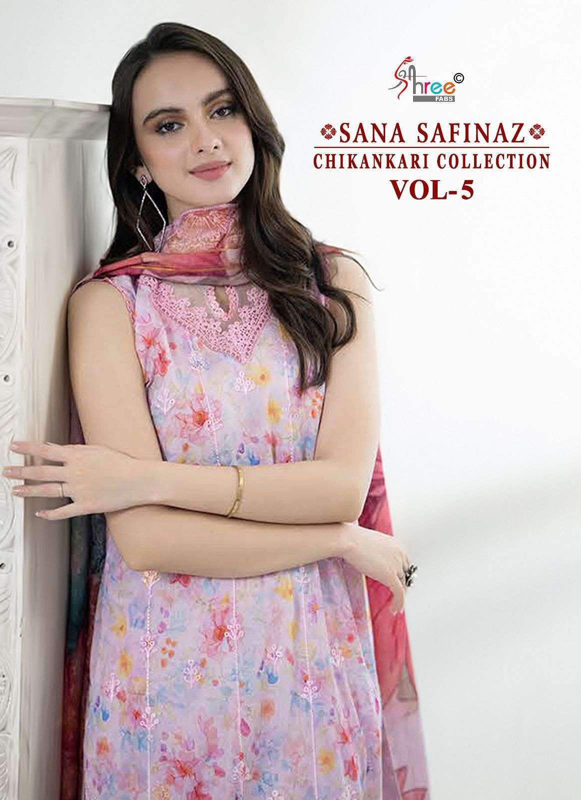 SHREE FABS SANA SAFINAZ CHIKANKARI COLLECTION VOL 5 PAKISTANI SUIT ...