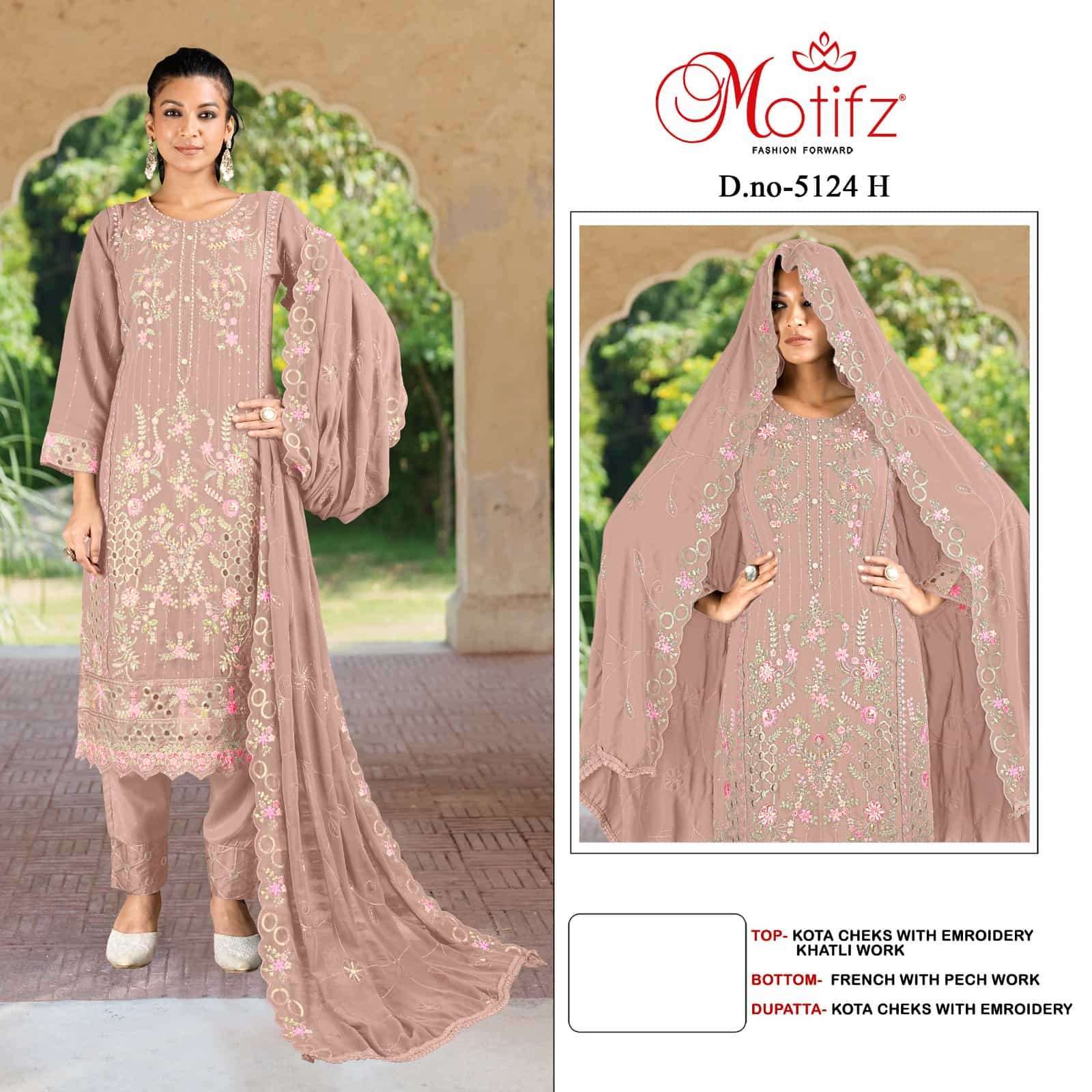 MOTIFZ D 5124 COLORS PAKISTANI KOTA CHEKS KHATLI WORK SUIT WHOLESALER 2026