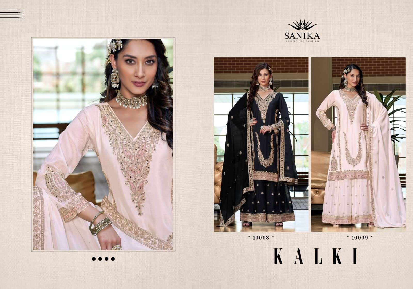 SANIKA KALKI PREMIUM CHINON SILK GHARARA SUIT CATALOG WHOLESALER