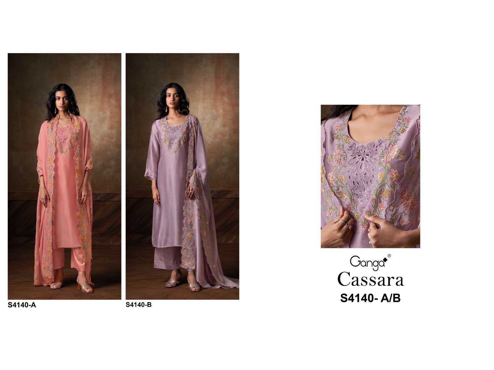 GANGA FASHION CASSARA 4140 BEMBERG SILK SUIT WHOLESALER 2026