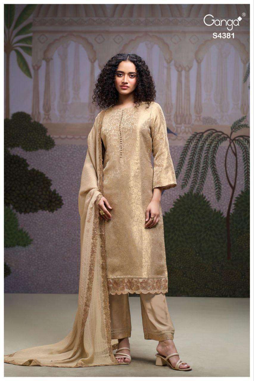 GANGA FASHION IVRA 4381 PURE BEMBERG SILK LATEST SUIT COLLECTION BEST RATE