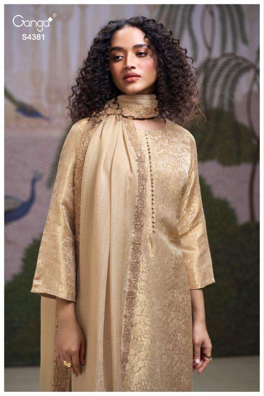 GANGA FASHION IVRA 4381 PURE BEMBERG SILK LATEST SUIT COLLECTION BEST RATE