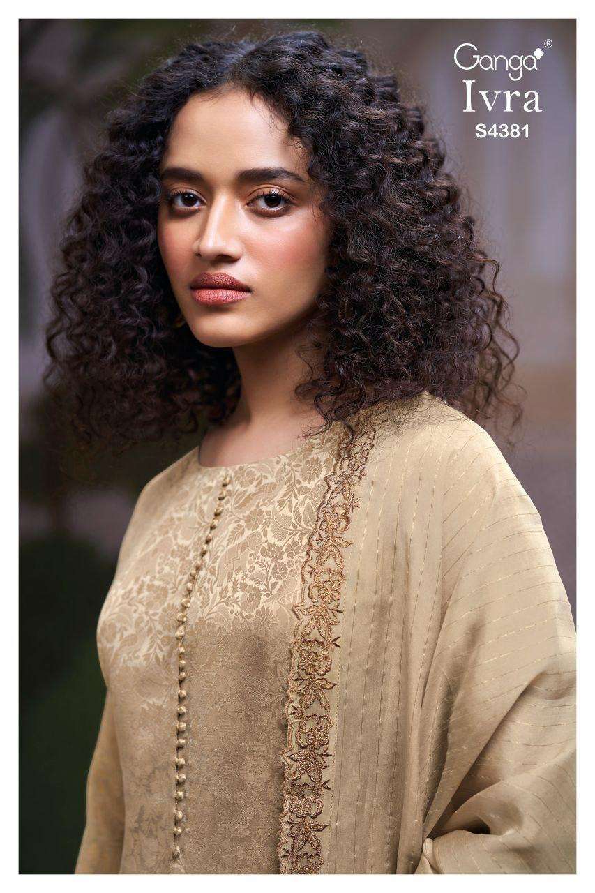 GANGA FASHION IVRA 4381 PURE BEMBERG SILK LATEST SUIT COLLECTION BEST RATE