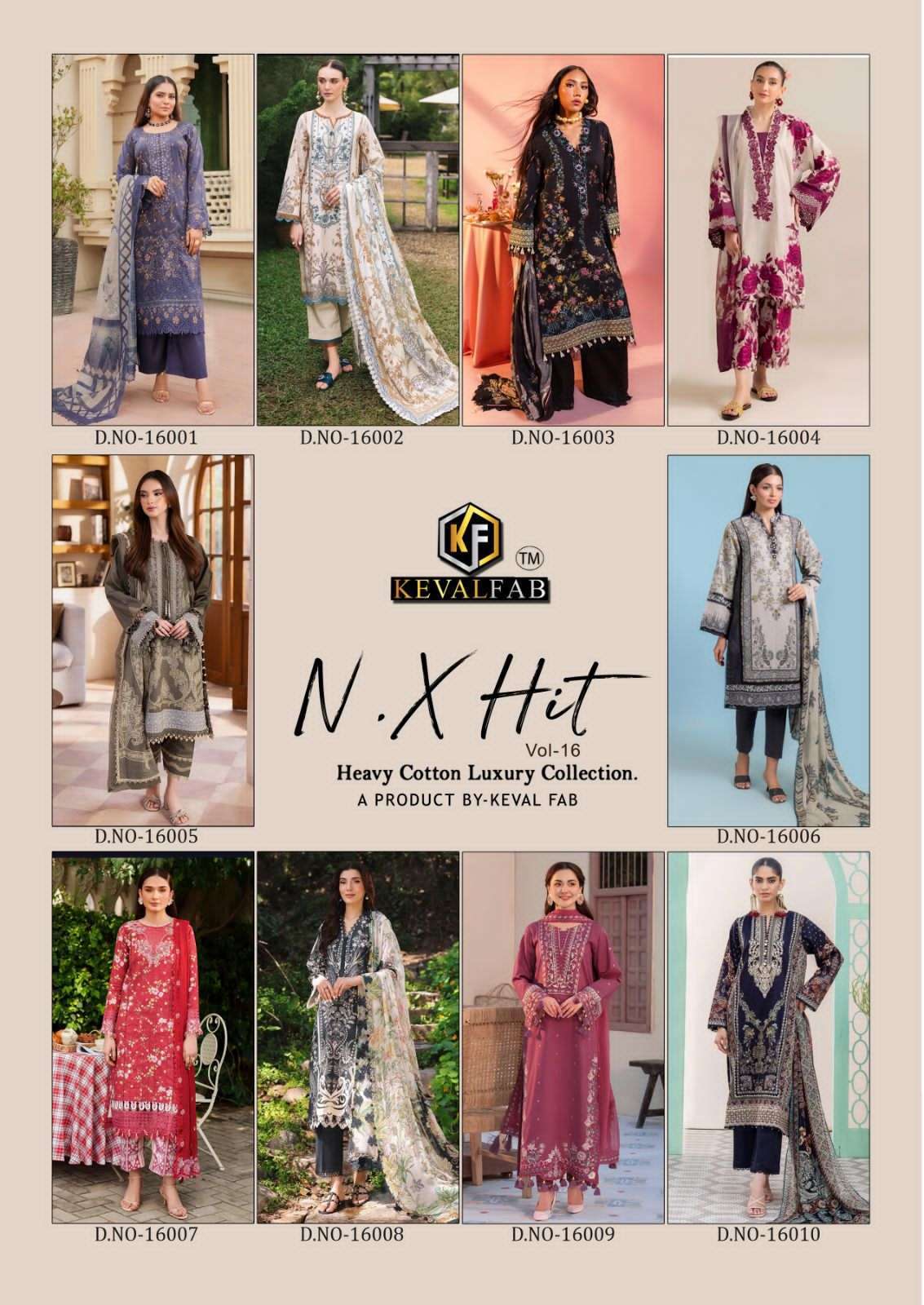 KEVAL FAB NX HIT VOL 16 COTTON PAKISTANI PRINTED SALWER KAMEEZ ...