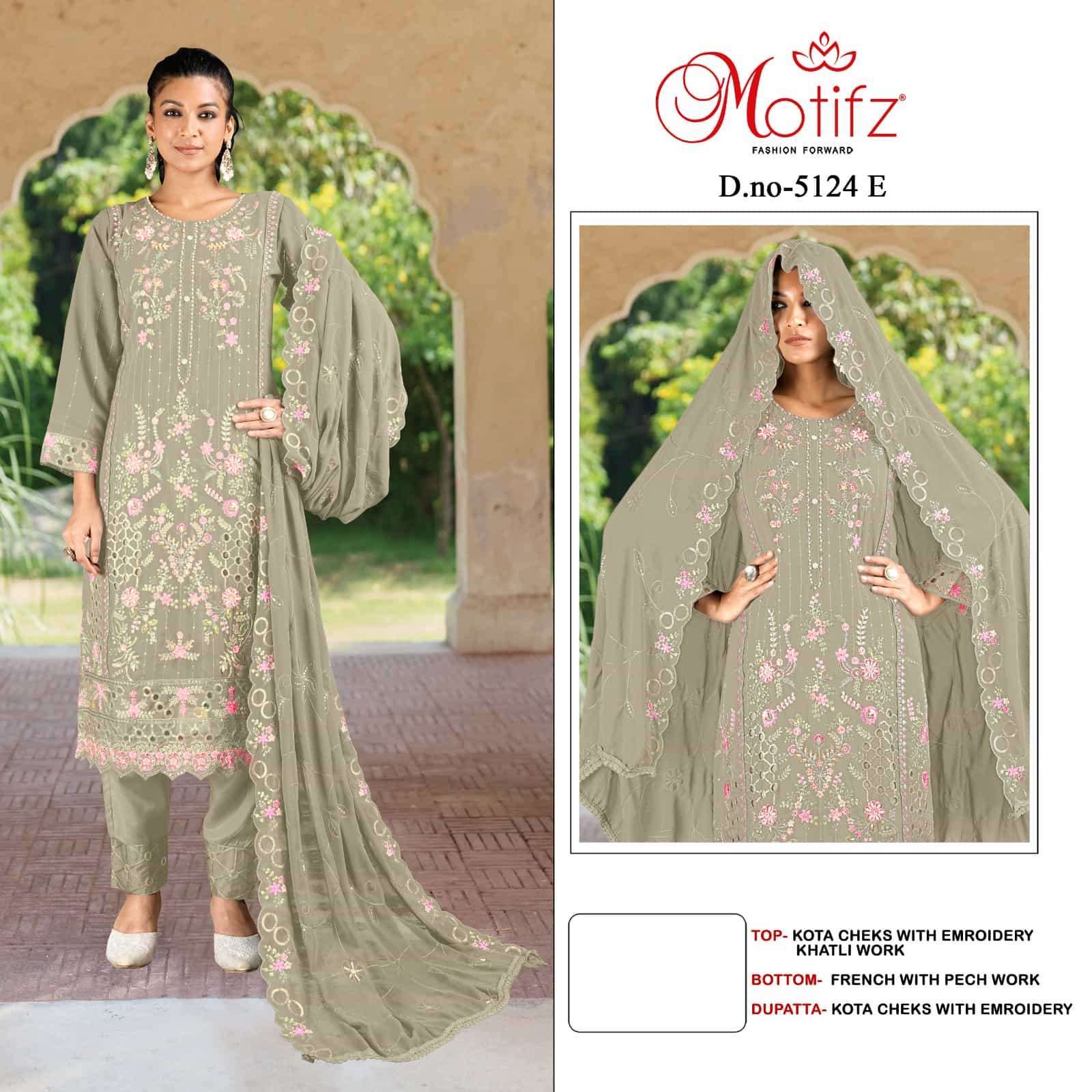 MOTIFZ D 5124 COLORS PAKISTANI KOTA CHEKS KHATLI WORK SUIT WHOLESALER 2026