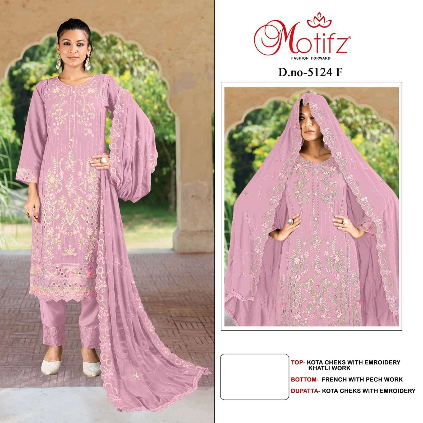 MOTIFZ D 5124 COLORS PAKISTANI KOTA CHEKS KHATLI WORK SUIT WHOLESALER 2026